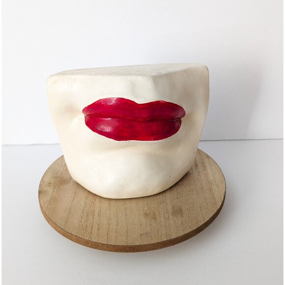 Art | Vintage Handmade Lips Mouth Statue Paperweight Wall Art Hang Pop ...